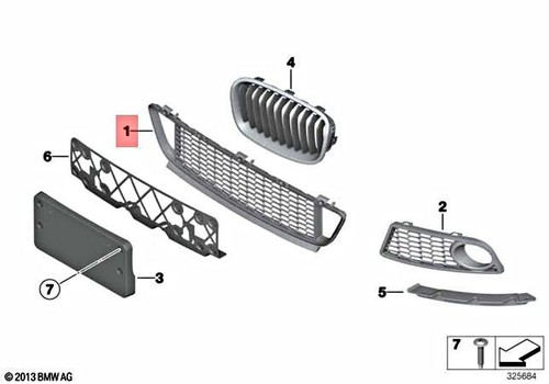 Genuine BMW F22 F23 Cabrio Coupe Front Bumper Center M Grille OEM ...