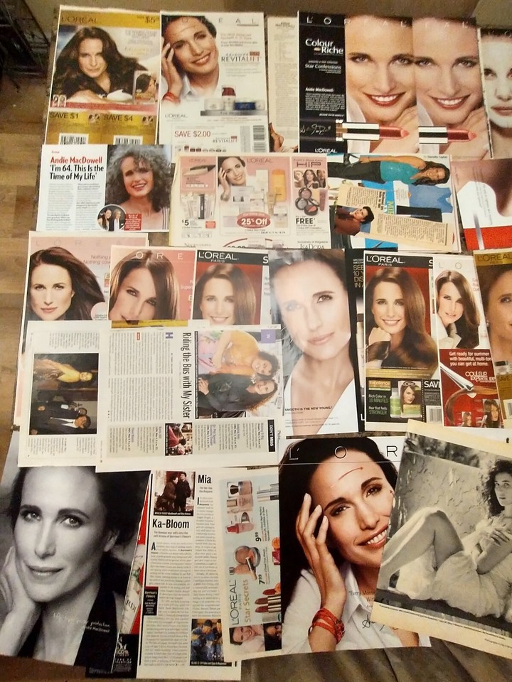 andie macdowell Actress-supermodel Clippings lot 7 Oz. | eBay