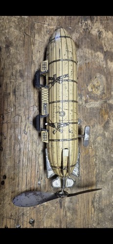 VERY RARE VINTAGE SG Germany WIND-UP TIN TOY DIRIGIBLE ZEPPELIN GERMAN ...