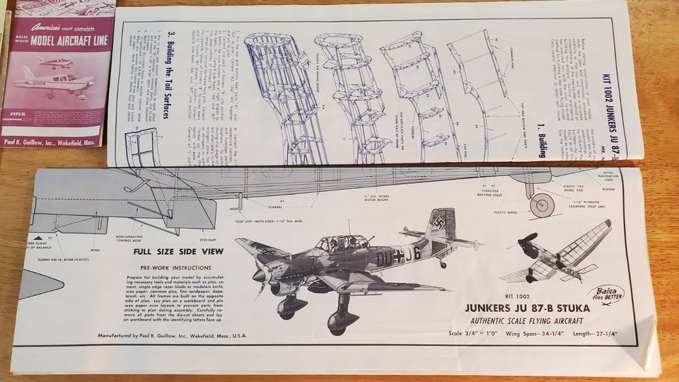 1/16 Junkers JU-87B Stuka Giant Scale Balsa Wood Model Kit - Guillows ...