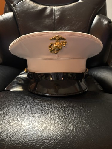 USMC Marine Corps Dress Blues White Kingdom Cap Cover Size 7 1/4 | eBay