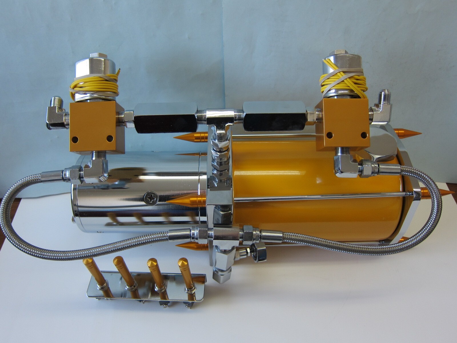 Lowrider Hydraulics orange yellow & chrome pump setup kit, clean look ...