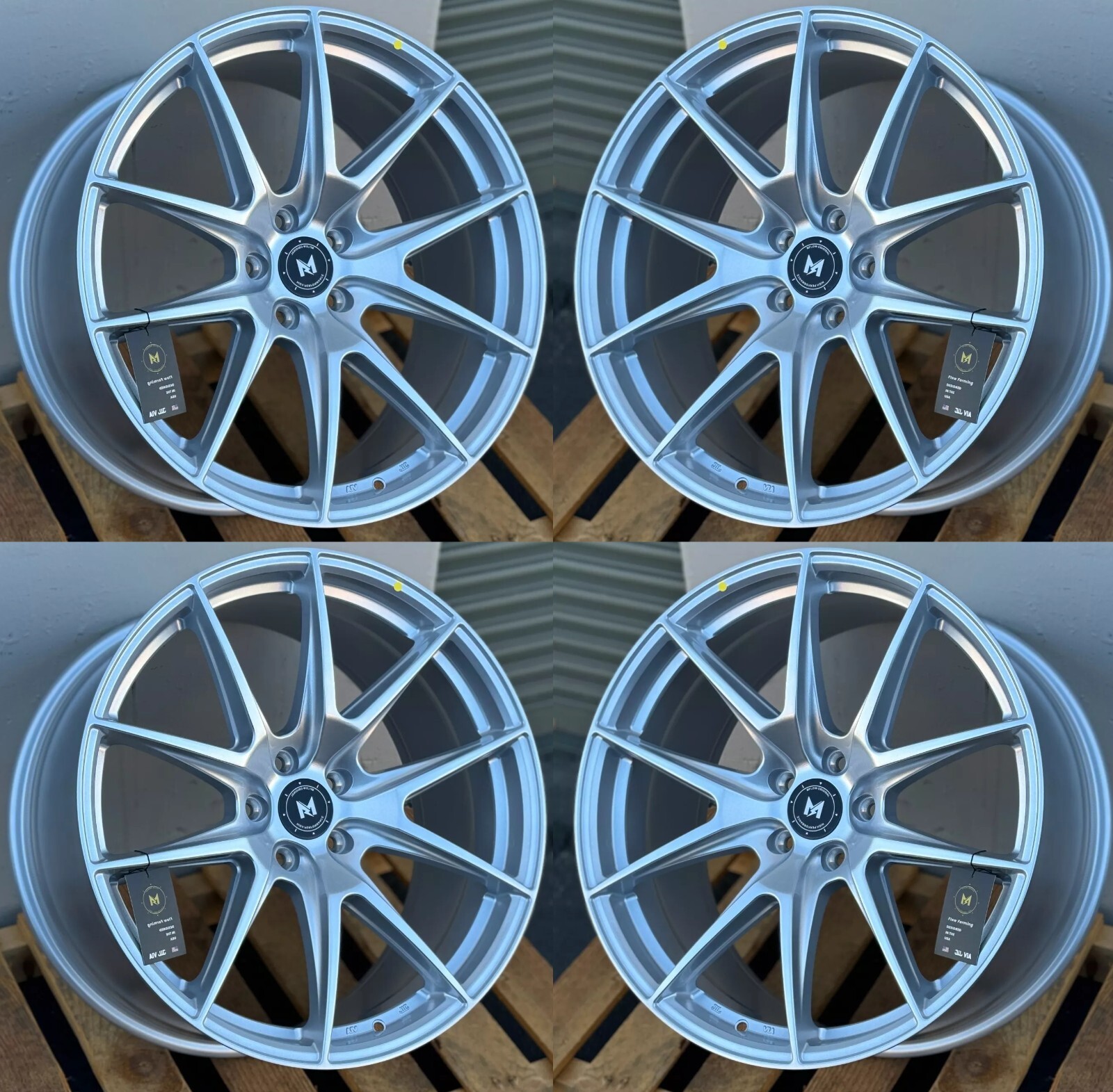 4 Pcs 19x8.5 19x9.5 5x112 Staggered MFlow MFR2 Silver Wheels 19" Rims ...