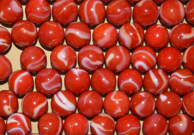 ⭐Lot of 25 Vacor🔥 Red🔴 Beard Ribbon🔥Collectors Toy Marbles .592"=19/32 ...