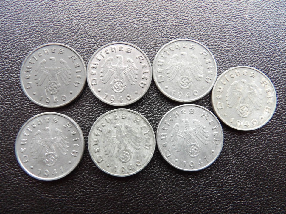Germany 1940 coin 10 reichspfennig full set zinc A,B,D,E,F,G,J with ...