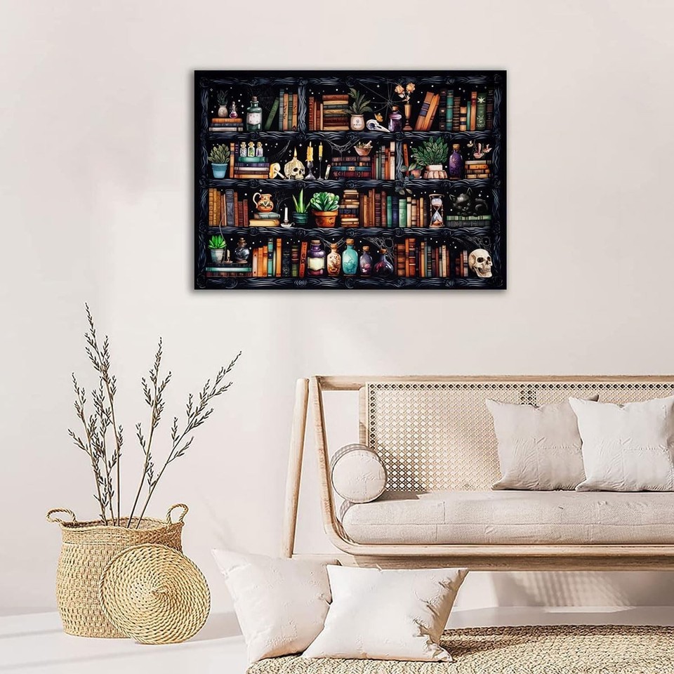 Bookshelf Stamped Cross Stitch Kits - Magical Book Counted Cross Stitch ...
