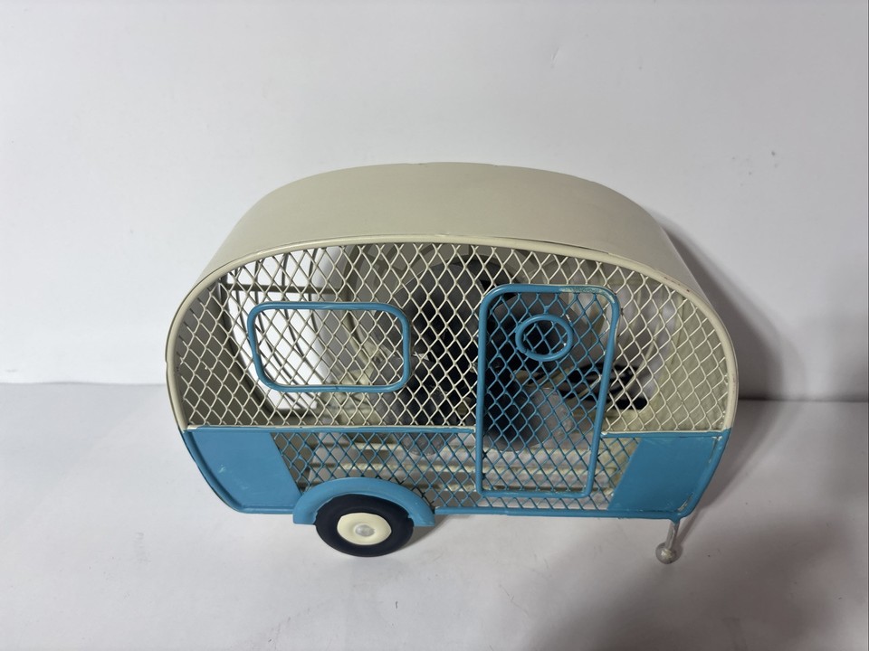 Caravan Vintage Camper Cream & Turquoise Metal Table Desk Fan | eBay