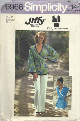 Vintage Simplicity Jiffy Pattern #6966-Misses Jiffy Wrap Top in Size 16 ...