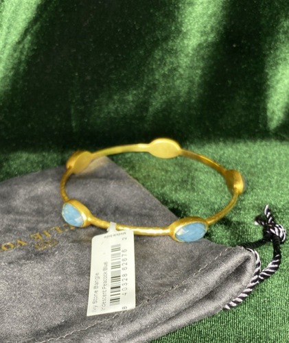 Julie Vos Ivy Bangle Peacock Blue NWT 24K Gold Plated Medium | eBay