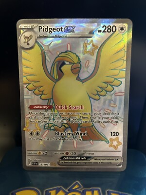 Pokemon TCG Paldean Fates Pidgeot EX Full Art Shiny 221/091 Near Mint ...