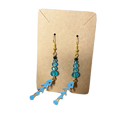 MKW Emporium Handmade Gold & Blue Towered Fishbone Beaded Charm ...