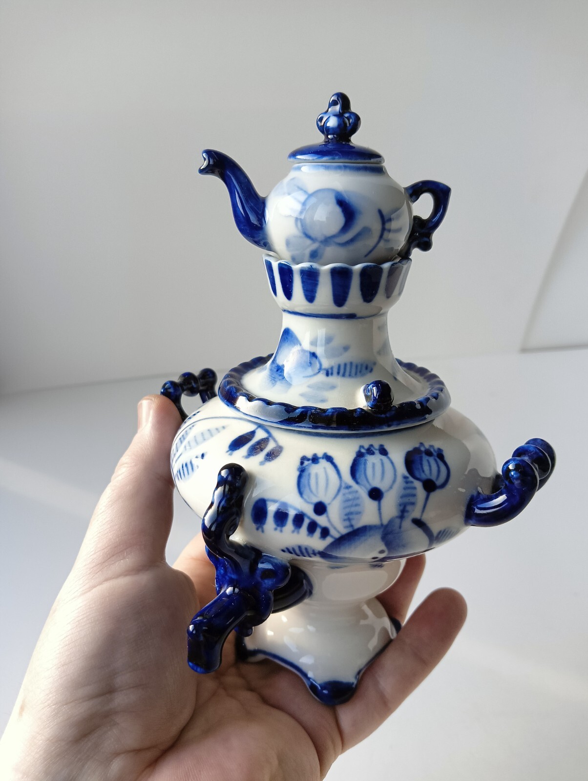 Vintage Gzhel samovar. Sale collection. graceful work. author's work ...