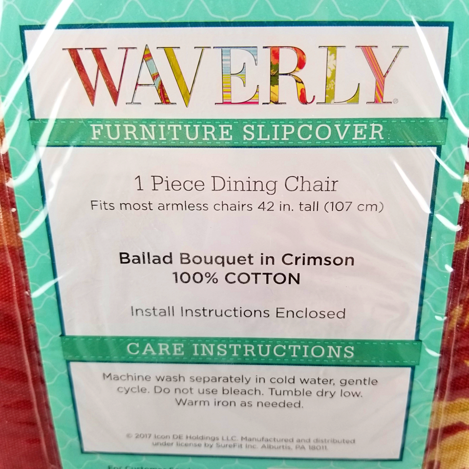 Waverly Surefit Dining Chair Slipcover Ballad Bouquet Crimson 100% ...