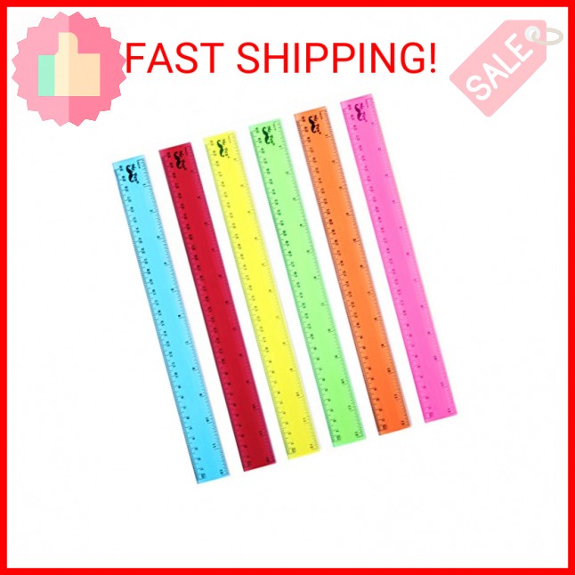 Mr. Pen- Plastic Rulers, 12 Inch, 6 Pack, Assorted Colors, Scratch ...