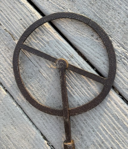 Antique Hand Forged Wheelwright / Blacksmith TRAVELER 7” Diameter 13.5 ...