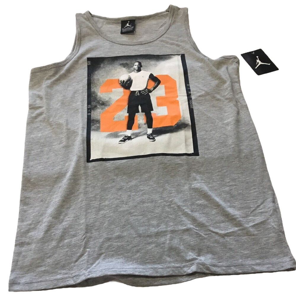 Nike Jordan BOYS Youth Michael Jordan 23 Photograph Tank Top Gray Large ...