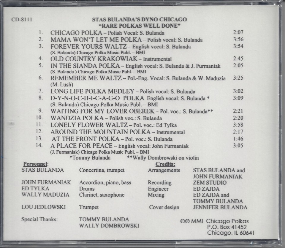 STAS BULANDA'S DYNO CHICAGO "Rare Polkas Well Done" NEW SEALED POLKA CD ...