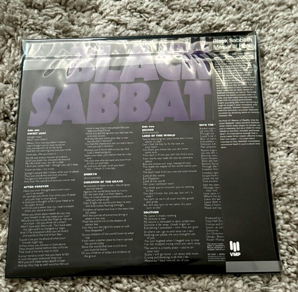BLACK SABBATH - Master of Reality - VMP Black & Purple Splatter Vinyl ...