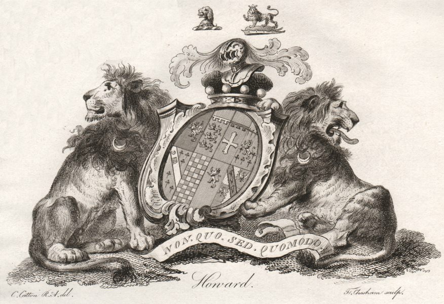 HOWARD. Coat of Arms. Heraldry 1790 old antique vintage print picture ...