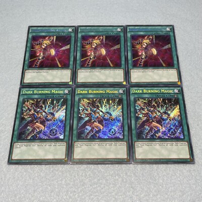 Yugioh 3x Dark Burning Magic + 3x Dark Burning Attack Secret Rare 6 ...