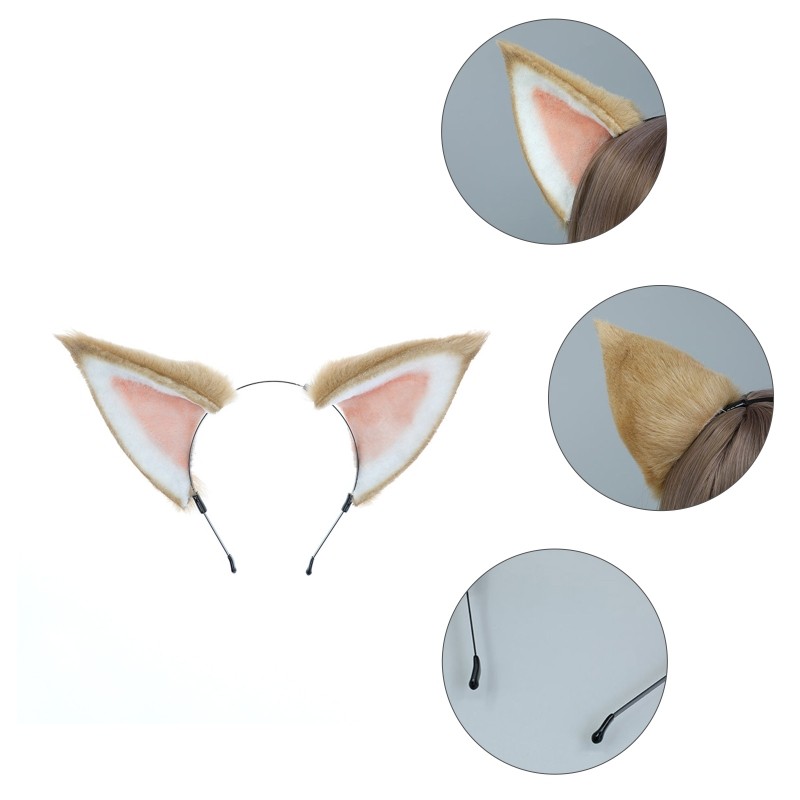 2pc Animal Ear for Head Hoop and Tail Set Plush Dog Ears Hair Clip ...