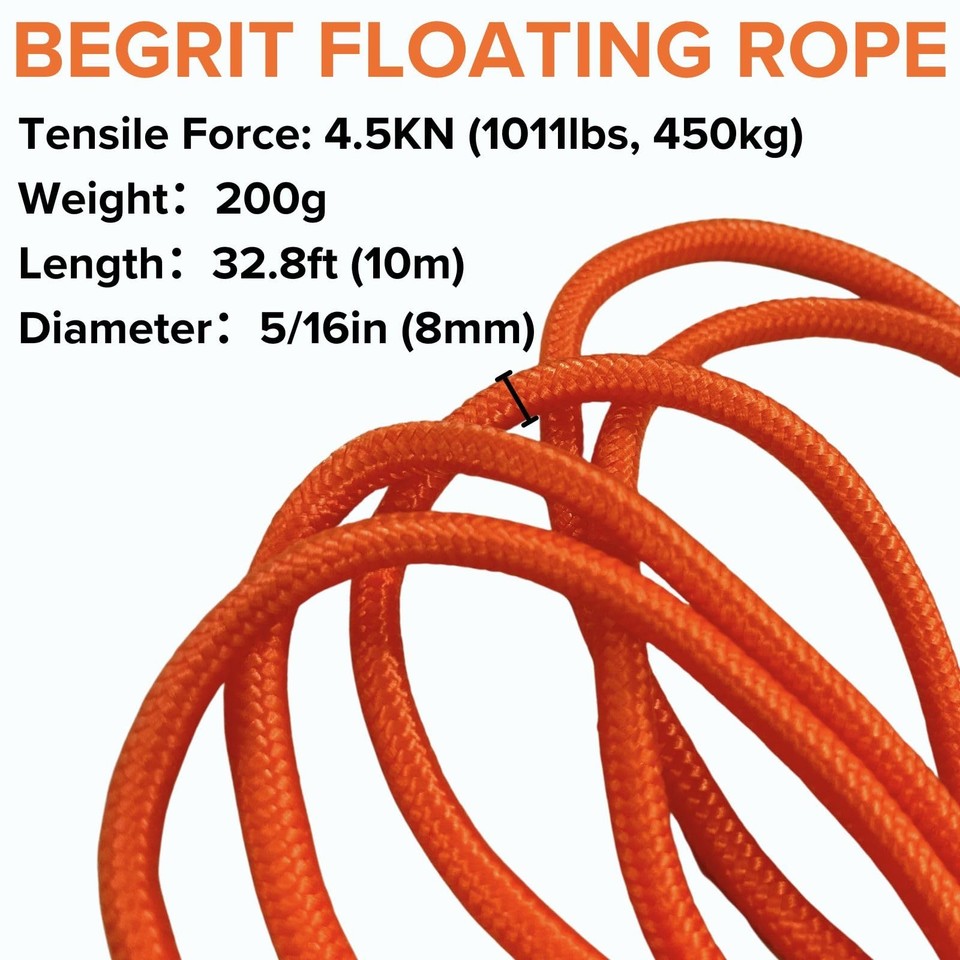 Floating Rope 5/16 Inch 32.8 Ft, Anchor Mooring Tow Line Hook, Kayak ...
