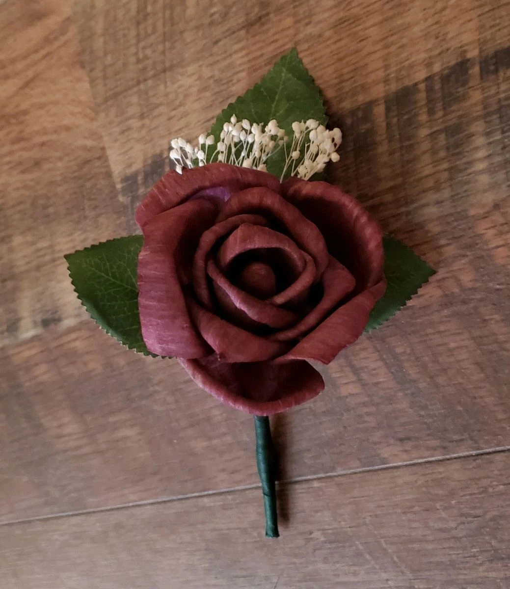 Dark Red Rose Boutonniere