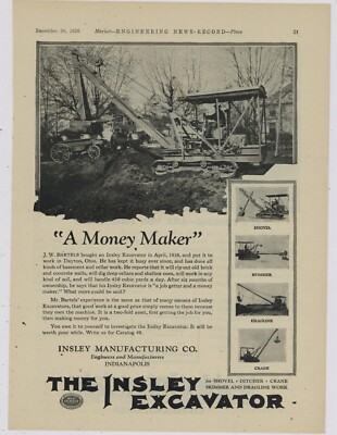 1926 Insley Excavator Ad: J.W. Bartels, Contractor - Dayton, OhiO | eBay