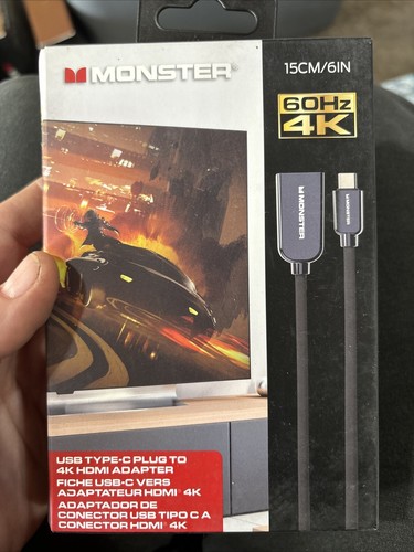 Monster USB Type-C Plug to HDMI to 4K HDMI Adapter 60Hz USB-C 15cm/6IN ...