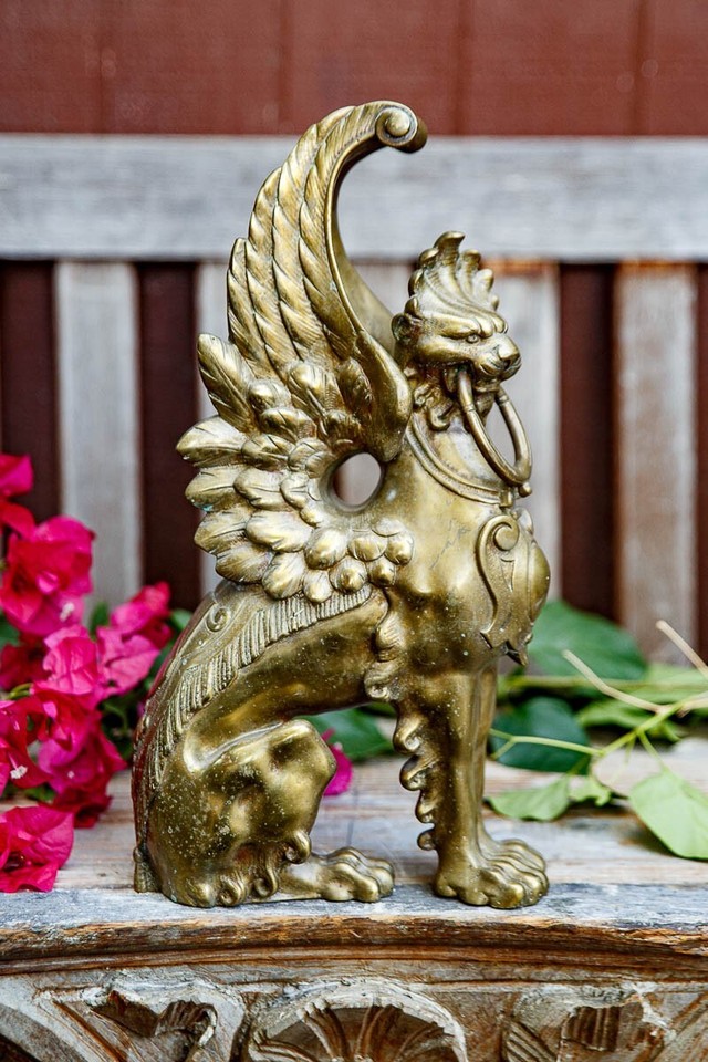 Antique French Heavy Brass Winged Griffin Gothic Architectural Salvage ...