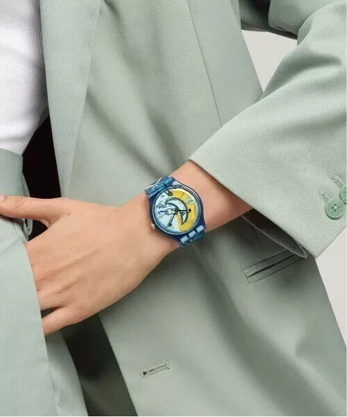 Swatch SUOZ365 X Tate Gallery CHAGALL'S BLUE CIRCUS Analog Watch W/ Box ...