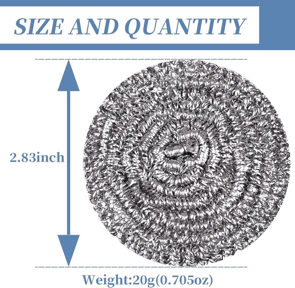 Stainless Steel Scrubber Scrubbing Scouring Pad Sponges Clean Pot Pan ...
