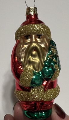 Pier 1 Blown Glass Santa ornament 4” | eBay