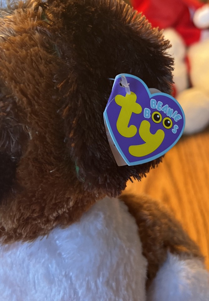 Ty Beanie Boos PRESENTS Puppy Dog Plush Santa Hat 9" Medium Smoke Free ...