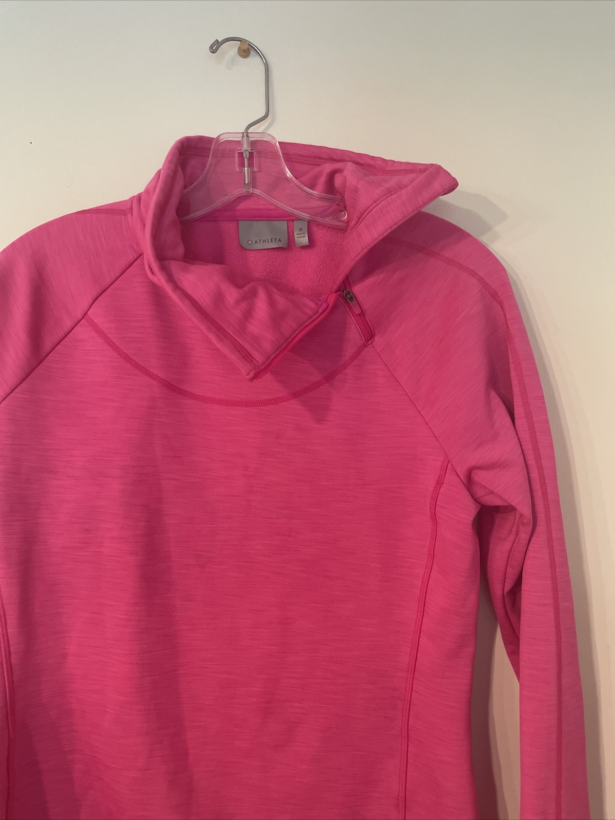 Athleta Pink Asymmetrical Zip Mock Neck Fleece Size Small Sweatshirt ...