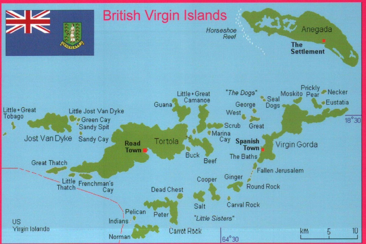 Tortola Road Map BVI Map