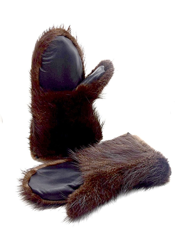 Winter Men Fur Mittens , Real Beaver Fur ( L) | eBay