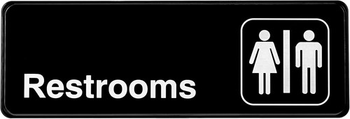 Restrooms Signs - Durable Horizontal Self Adhesive Back & White ...