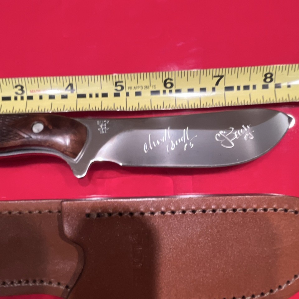 Buck 803SS Signature Fixed Blade Knife Walnut Handle S30V Signed Sheath ...