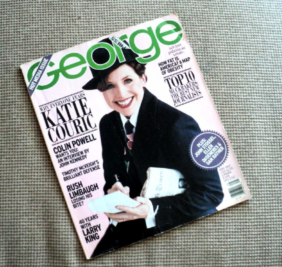 John JFK Kennedy Jr May 1997 GEORGE Magazine Katie Couric Colin Powell ...