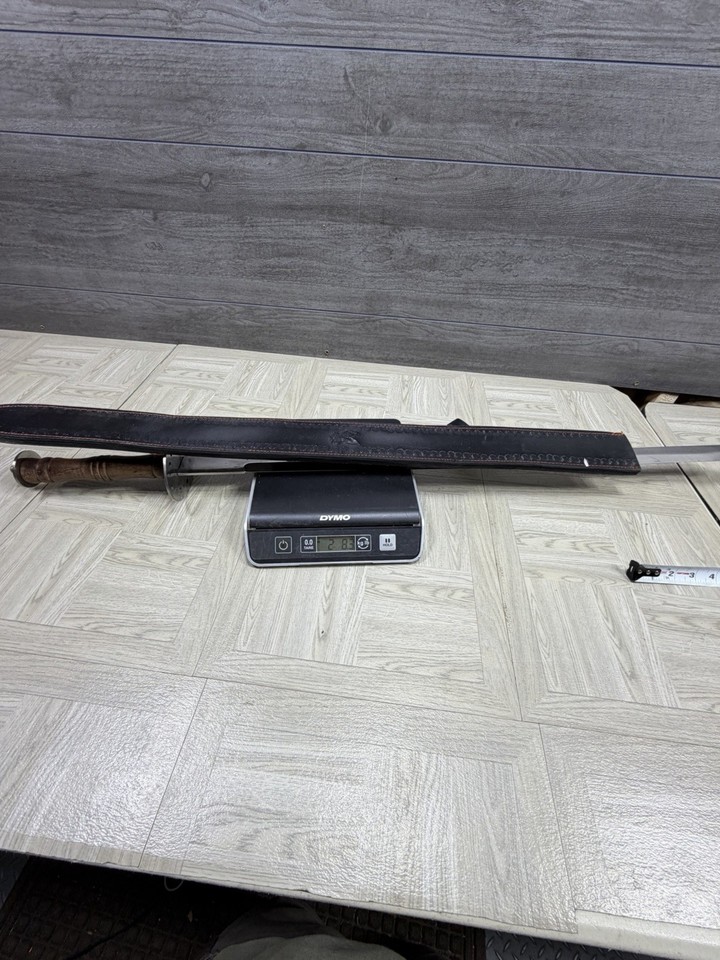 Pakistan Reproduction Battle Sword W Leather Sheath Wood Handle Metal ...