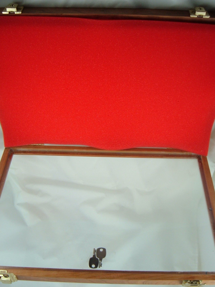 Cherry Wood showcase display case 18 X 24 X 2" Quality made, glass ...