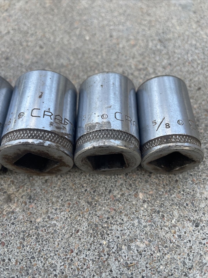 VINTAGE CRAFTSMAN CIRCLE U 1/2" DRIVE 12-POINT 5-PIECE PARTIAL SOCKET ...