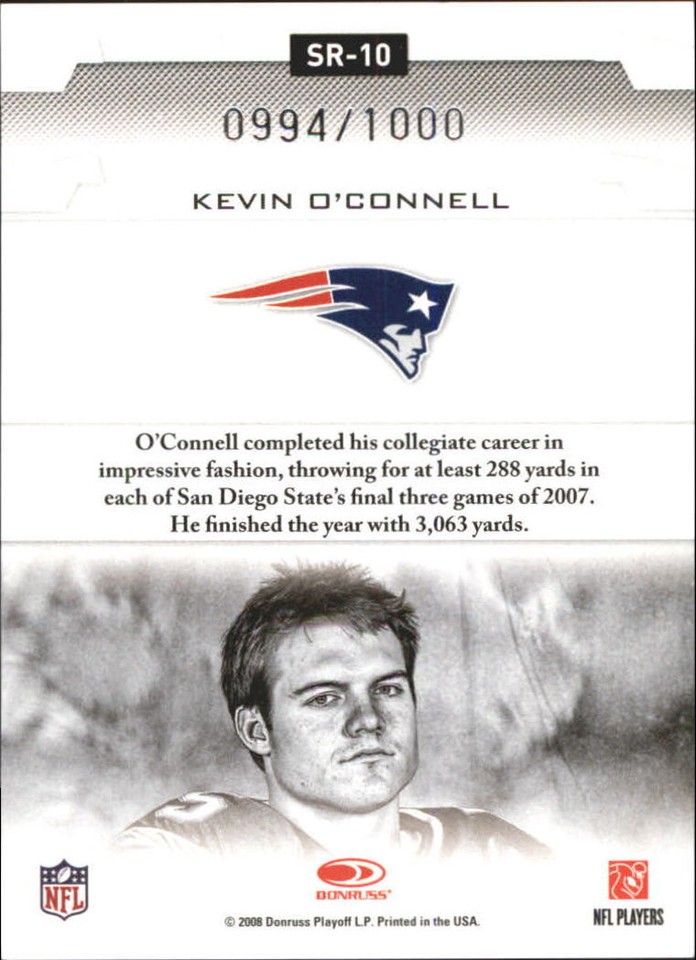 2008 Leaf Rookies and Stars Studio Rookies Card #10 Kevin O'Connell ...