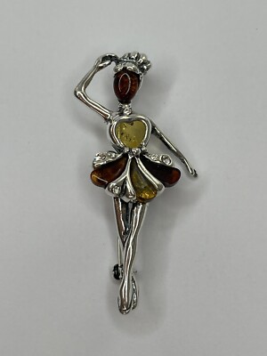 Amber Stone Jewelry.Amber Stone DANCER Brooch with Sterling Silver ...