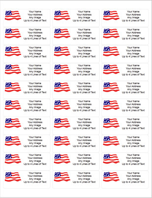 60 Personalized Return Address Labels Custom Mailing Stickers USA Flag ...