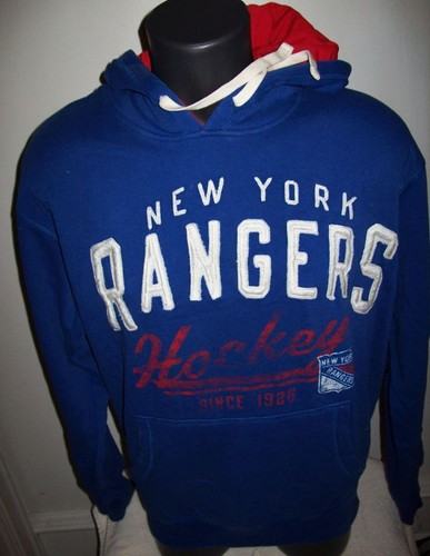 NEW YORK RANGERS NHL PULL OVER Franchise Hoody Sewn Lettering M L XL BLUE | eBay