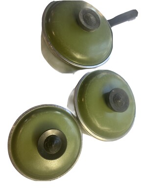 Set 3 - Vintage Club Cookware Avocado Olive Green Aluminum Pots Pans ...