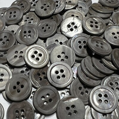 Medium Gray/Smoke Japanese Real Oyster Shell Button w/Rim 15mm 5/8 ...