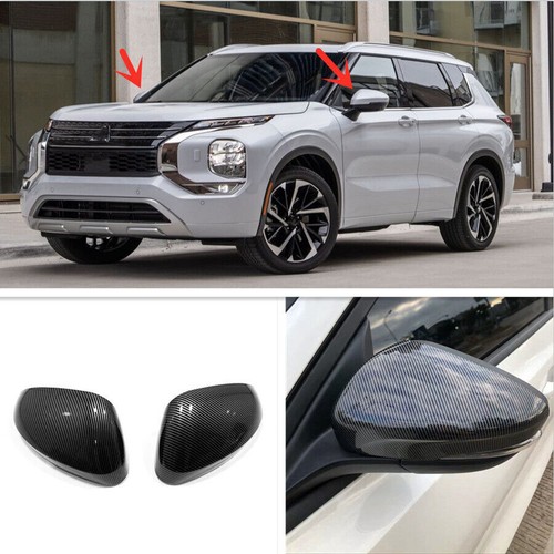 Carbon Fiber Rearview Mirror Cover Trim 2pc For 2022 2023 Mitsubishi ...
